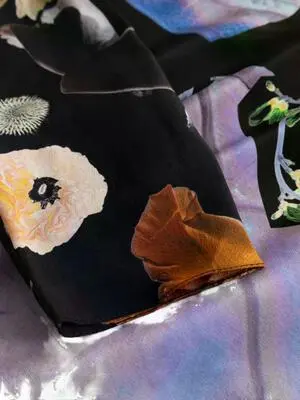 ANNTIAN Asymmetric Floral Print Long Sleeve Blouse