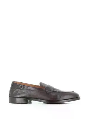 ALEXANDER HOTTO Penny Slot Calf Leather Loafers - Brown