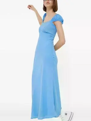Abercrombie Gathered Sleeve Maxi Dress - Blue
