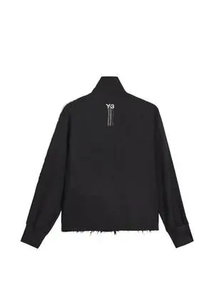 Y3 Zip-up Sweatshirt With Sporty Stripes And Frayed Hem