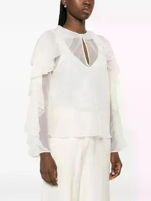 FORTE_FORTE Sheer Ruffled Blouse - Neutrals