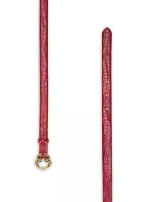 Roberto Cavalli Serpentine Leather Belt - Red