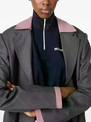 Miu Miu Quarter-zip Cropped Technical Vest With Contrast Piping - Blue