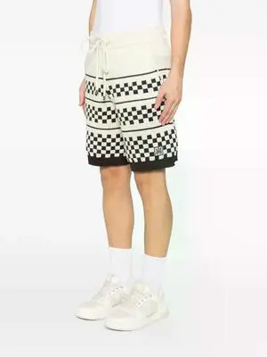 Amiri Checkered Knit Drawstring Shorts - Neutrals