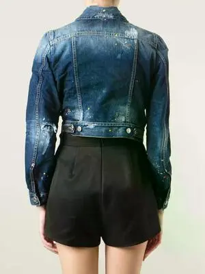 Dsquared2 Cropped Denim Jacket With Distressed Effects