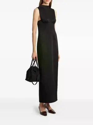 Khaite Maxi Dress With Bustier Detail And Stand Collar