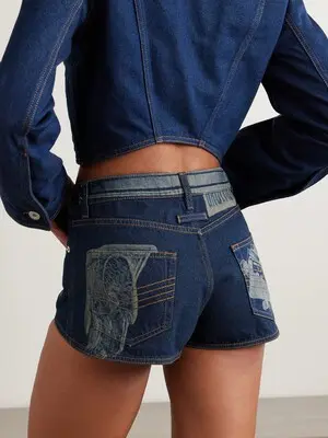 JEAN PAUL GAULTIER Trompe-l'ail Printed Denim Shorts