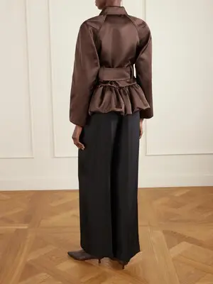 LIBEROWE Belted Peplum Satin Jacket