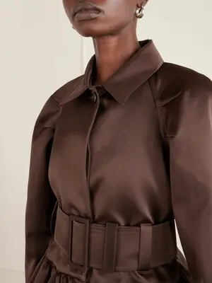 LIBEROWE Belted Peplum Satin Jacket