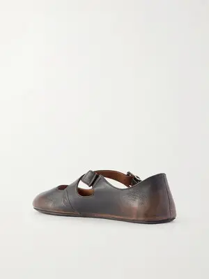 Alaïa Criss-cross Leather Ballet Flats - Brown