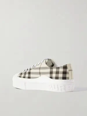 Burberry Checked Canvas Flatform Sneakers - Neutrals