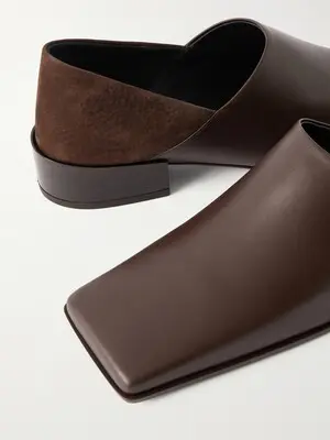 Alaïa Leather And Nubuck Square Toe Loafers - Brown