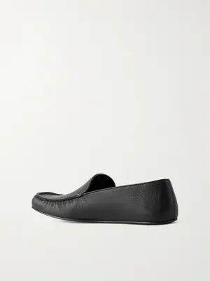 THE ROW Leo Textured-leather Loafers - Black
