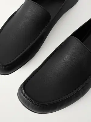 THE ROW Leo Textured-leather Loafers - Black