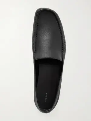 THE ROW Leo Textured-leather Loafers - Black