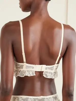 ERES Clochette Embroidered Mesh Triangle Bra - Neutrals