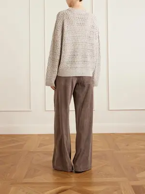 Brunello Cucinelli Sequined Open-knit Linen-blend Sweater