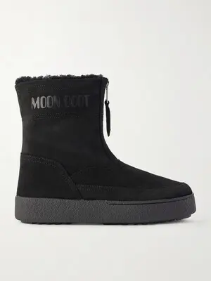 Moon Boot Lara Suede And Shearling Ankle Boots