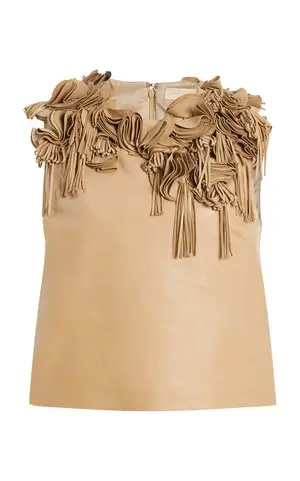 Ulla Johnson Marlowe Floral Leather Top - Neutral