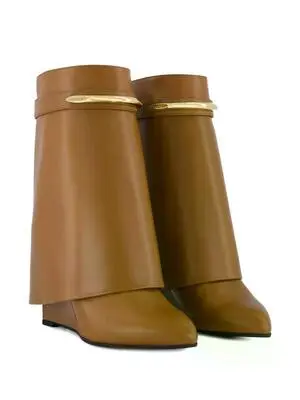 Givenchy Ankle Leather Boots With Gold-tone Hardware - Brown