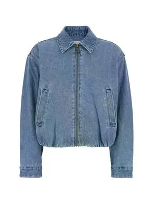 Michael Kors Denim Zip-up Jacket With Elasticated Hem - Blue