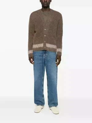 Nn07 V-neck Cardigan With Striped Trim