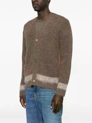 Nn07 V-neck Cardigan With Striped Trim