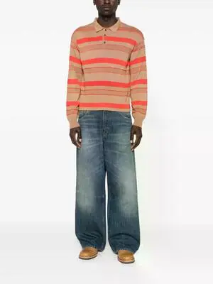 JW Anderson Striped Logo-embroidered Polo Shirt - Neutrals
