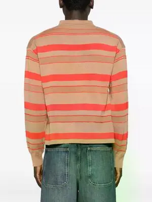 JW Anderson Striped Logo-embroidered Polo Shirt - Neutrals