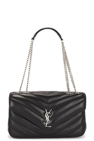 Saint Laurent Loulou Medium Chain Bag In Black