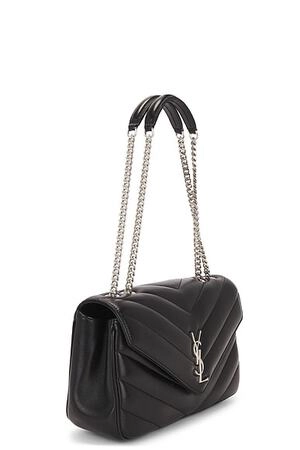 Saint Laurent Loulou Medium Chain Bag In Black