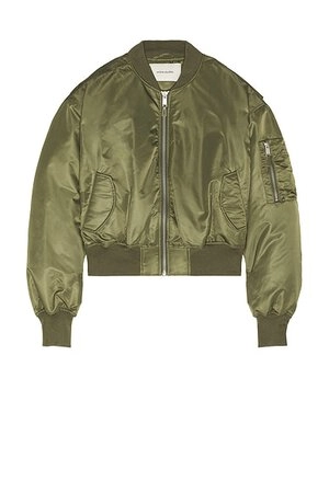 ENTIRE STUDIOS Cropped Broad Bomber Jacket - Khaki