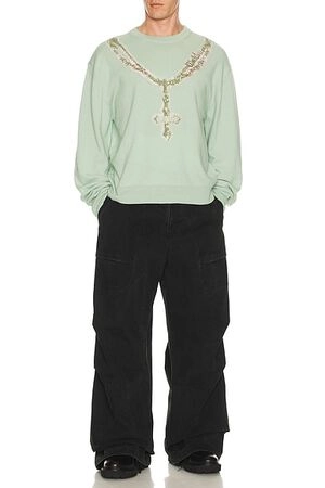 We11Done Pearl Logo Necklace Print Pullover