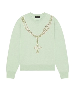 We11Done Pearl Logo Necklace Print Pullover
