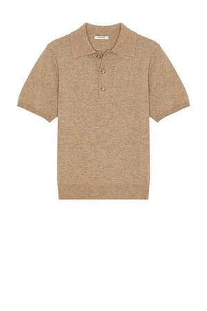 ENTIRE STUDIOS Short Sleeve Knit Polo - Camel