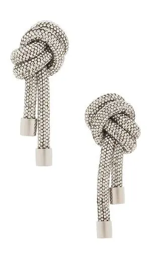AREA Crystal Knot Dangle Earrings - Metallic Silver