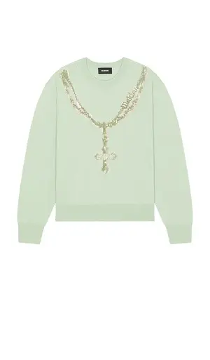 We11Done Pearl Logo Necklace Print Pullover