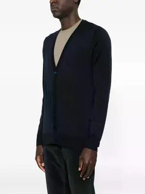 Canali V-neck Button Cardigan - Blue