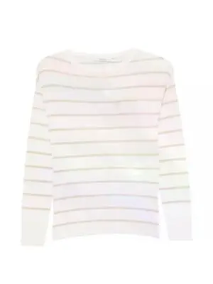 Max Mara Striped Round Neck Long Sleeve Top - Neutrals