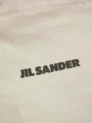 JIL SANDER Logo Printed Tote Bag With Leather Handles - Neutrals