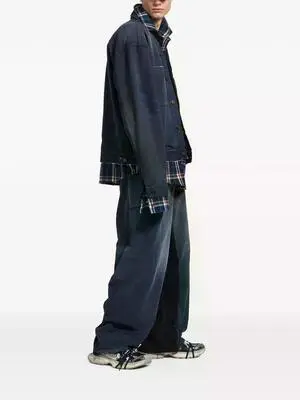 Balenciaga Button-fastening Check-pattern Jacket - Blue