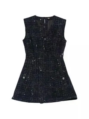 Maje Sleeveless V-neck Playsuit Dress With Silver-tone Hardware - Blue