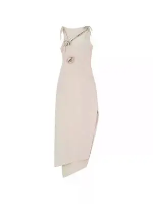 Coperni Rosette Knot Maxi Gown Neutrals