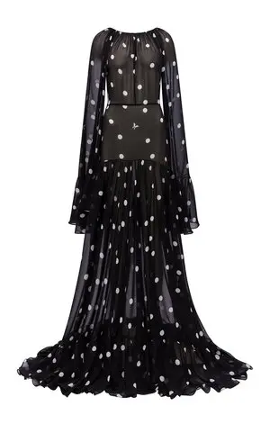 HARITHAND Steorra Polka-dot Flared-sleeve Maxi Dress - Multi