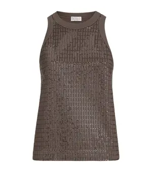 Brunello Cucinelli Embellished Stretch-cotton Tank Top