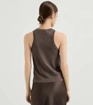 Brunello Cucinelli Embellished Stretch-cotton Tank Top