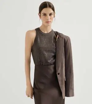 Brunello Cucinelli Embellished Stretch-cotton Tank Top