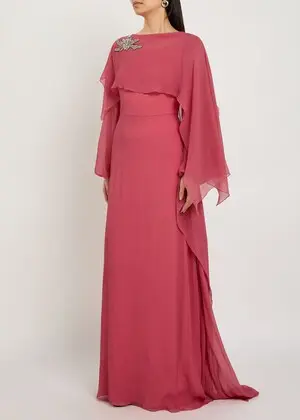 Erdem Cape-effect Silk Georgette Maxi Dress