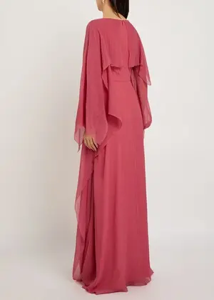 Erdem Cape-effect Silk Georgette Maxi Dress