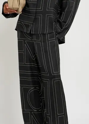 TOTEME Logo-embroidered Silk-satin Trousers - Black